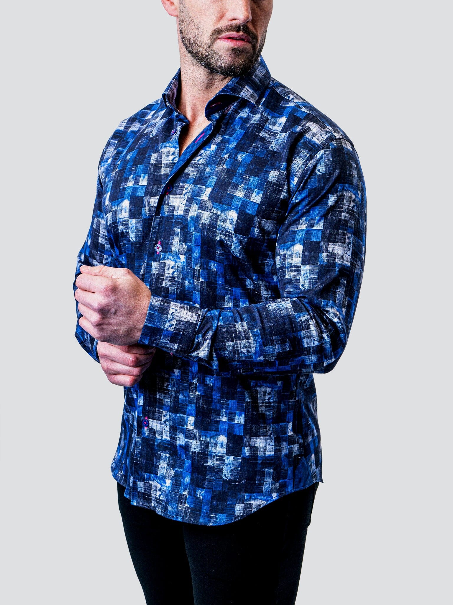 Eins Blurred Gingham Blue – Maceoo