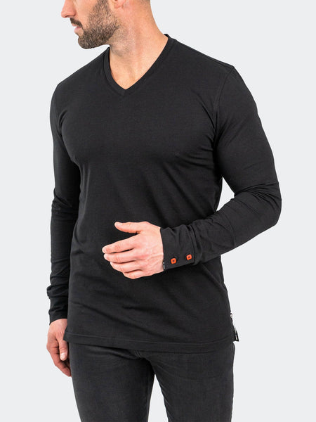 V-Neck EdisonSolidTattoo Black – Maceoo
