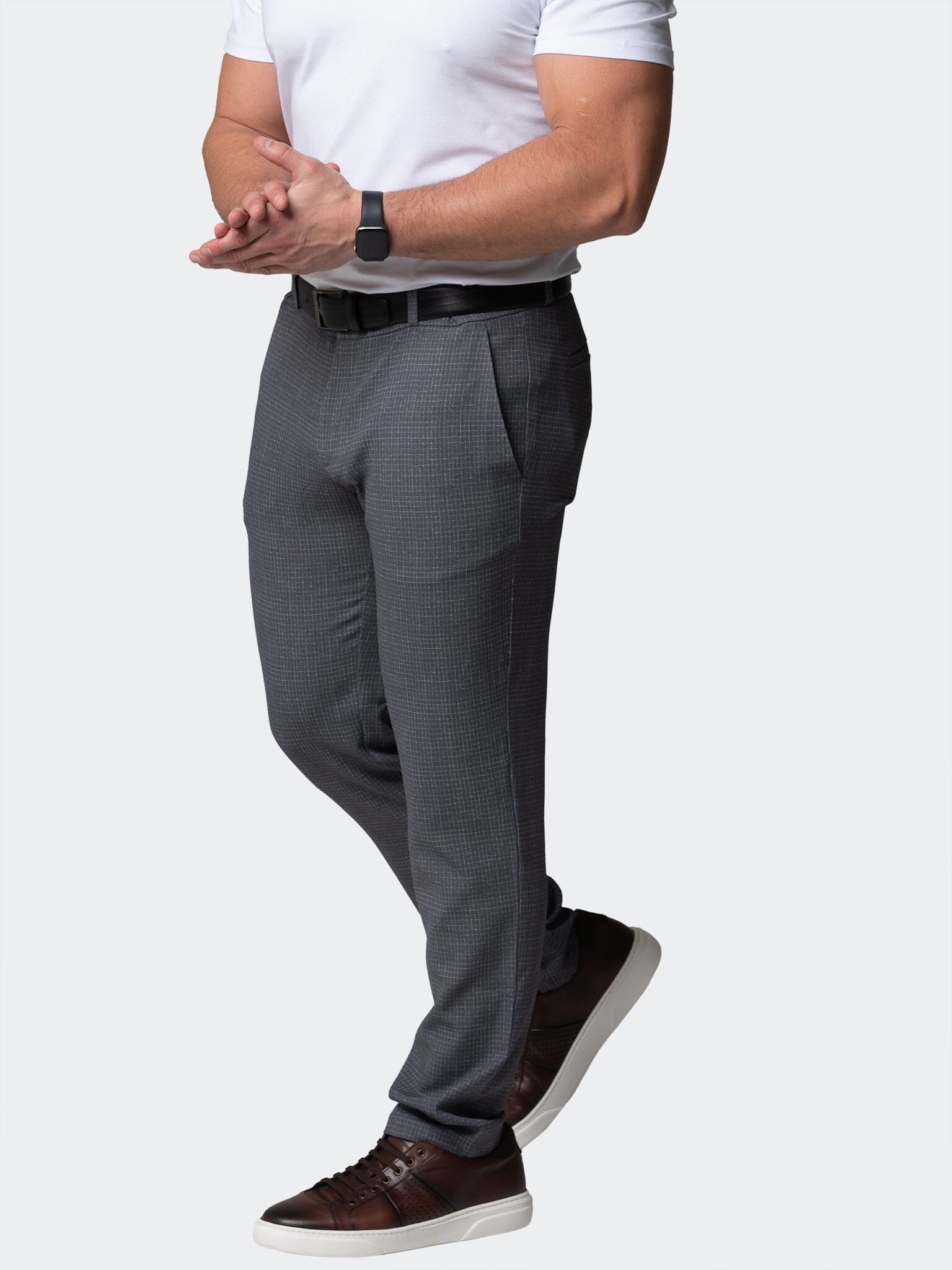 4-Way Stretch Pants Square Grey – Maceoo