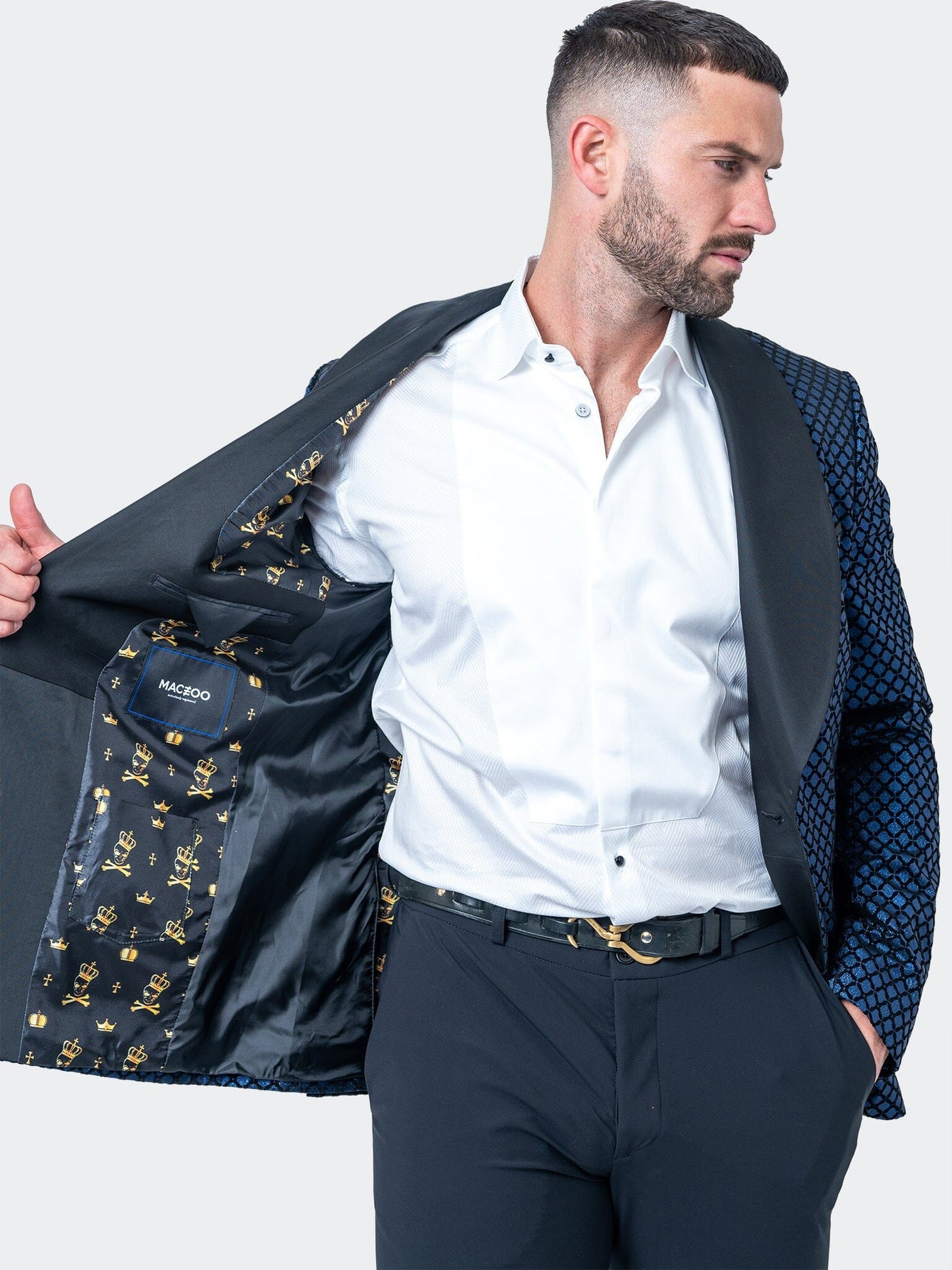 Blazer Shawl Sparkle Blue – Maceoo